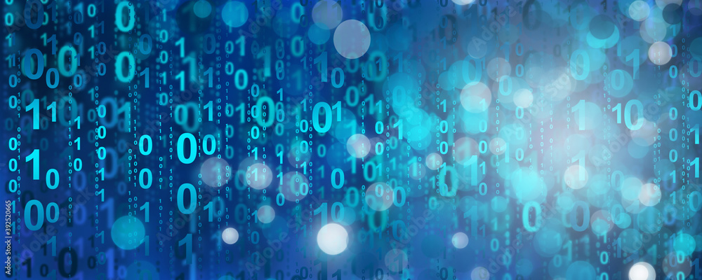 Abstract blue digital binary data on computer screen Stock Illustration ...