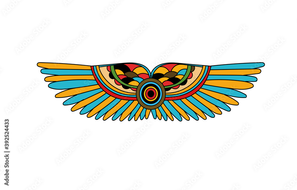 Art tattoo picture of wings. Colorful tattoo. Ancient Egypt mythology ...