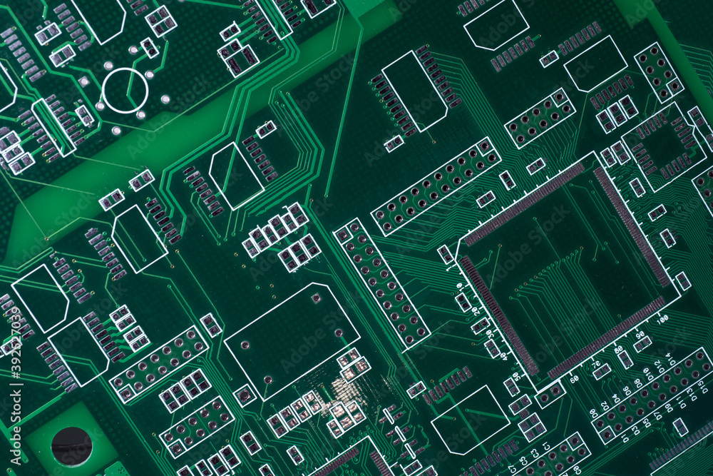 PCB close up. PCB background. Texture with a printed circuit board ...