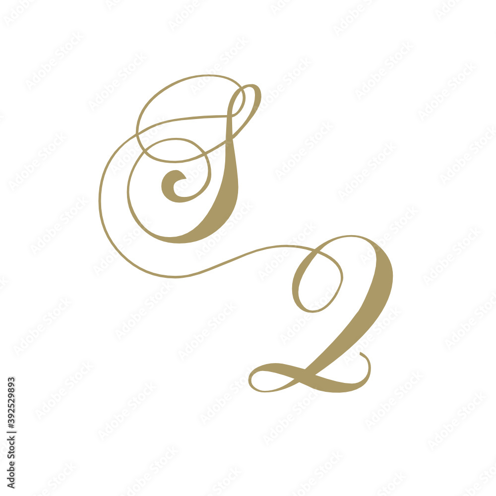gold monogram script letters s and d Stock Vector | Adobe Stock