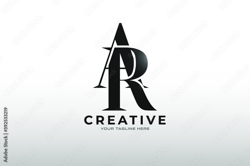 Initial letter A and R logo isolated on white background, Flat Logo ...