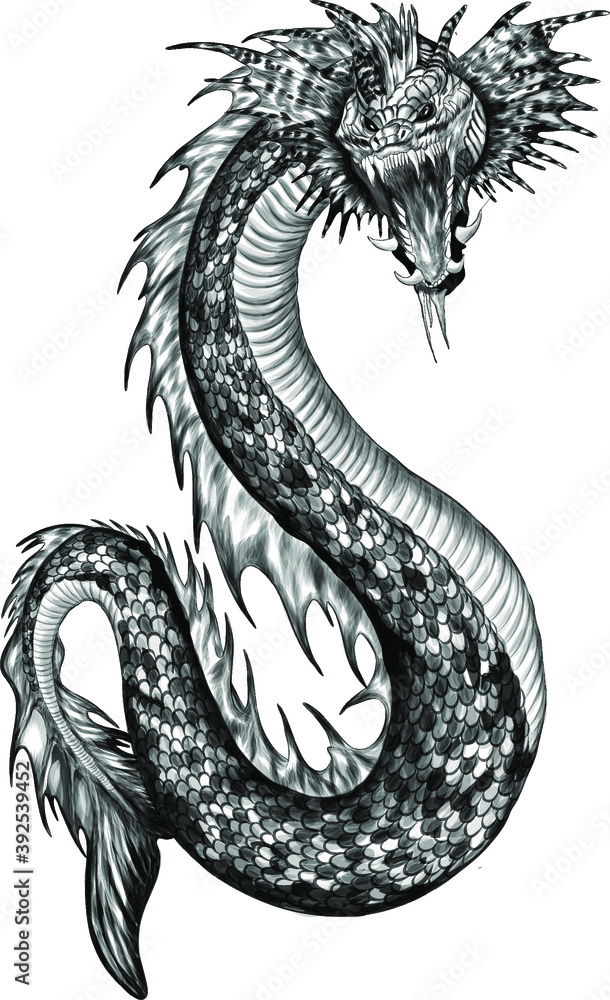 sea serpent black vector illustration Stock Vector | Adobe Stock