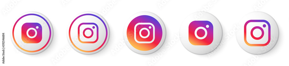 Vetor de Instagram Circle Shape Buttons Collection with Multicolor Logo ...