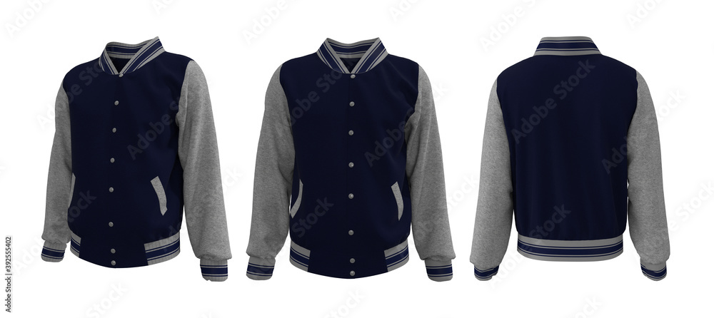 Varsity Jacket Design,Sportswear Track front, side and back views. 3d ...