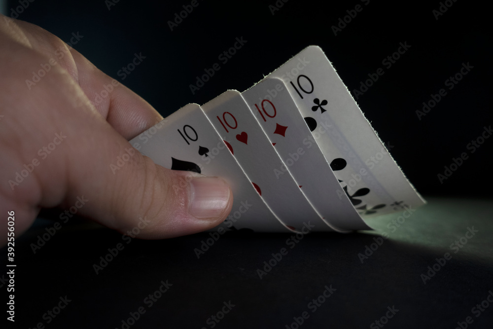 full 10 card deck with black background Stock Photo | Adobe Stock