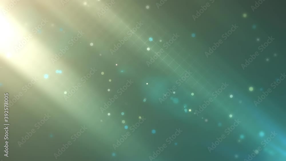 Glistening rays of yellow light flow gracefully into a green atmosphere ...