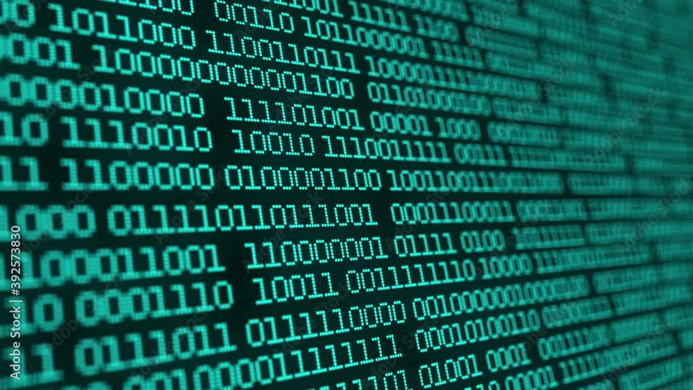 Concept of digital age. Algorithm binary code, hud interface, data code, decryption and encoding ...