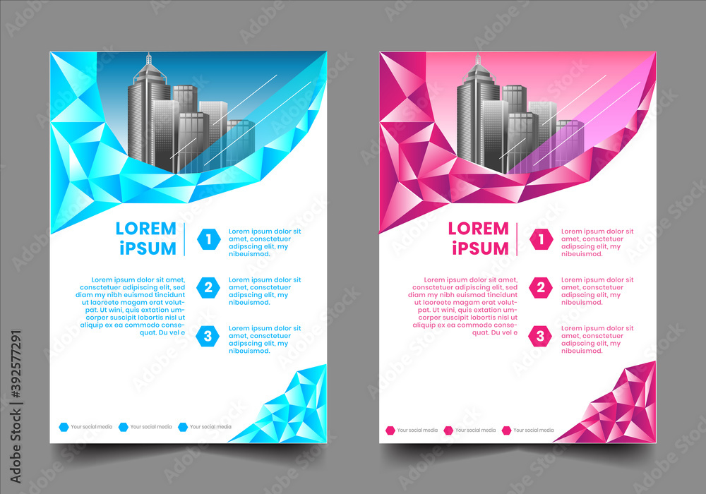 Brochure flyer layout template with crystal element, layout design ...