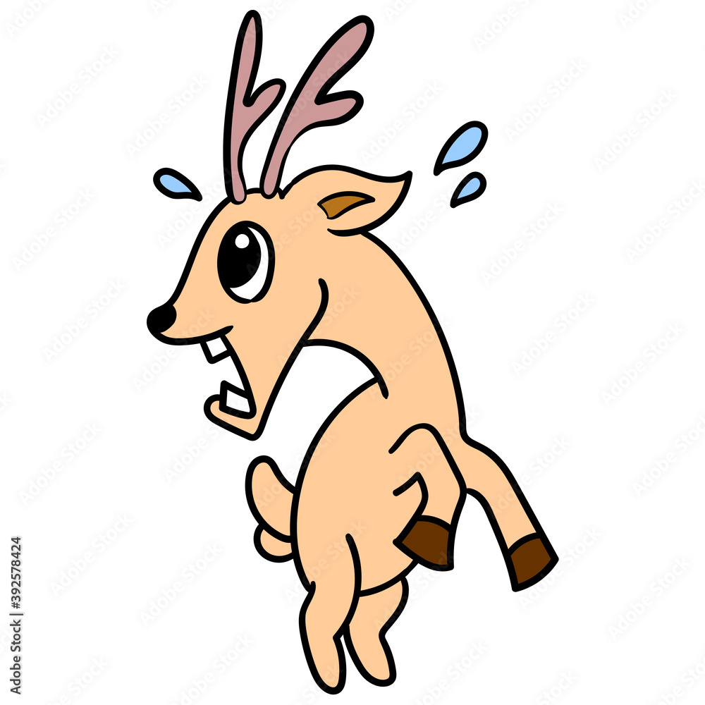 deer with scared face. vector illustration of cartoon character mascot ...