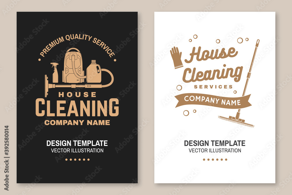 Cleaning company covers, invitations, posters, banners, flyers. Vector ...