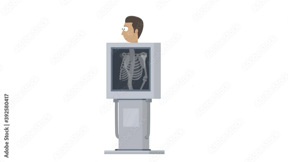 X-ray machine. Animation of a human lung x-ray, alpha channel enabled ...