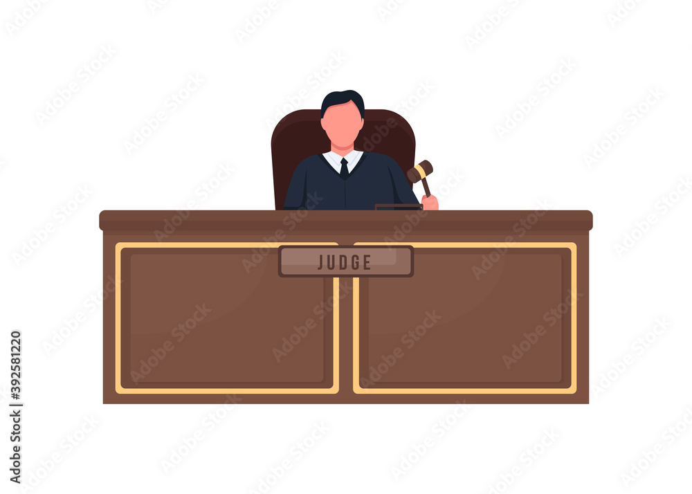 Court judge flat color vector faceless character. Legal procedure Male ...