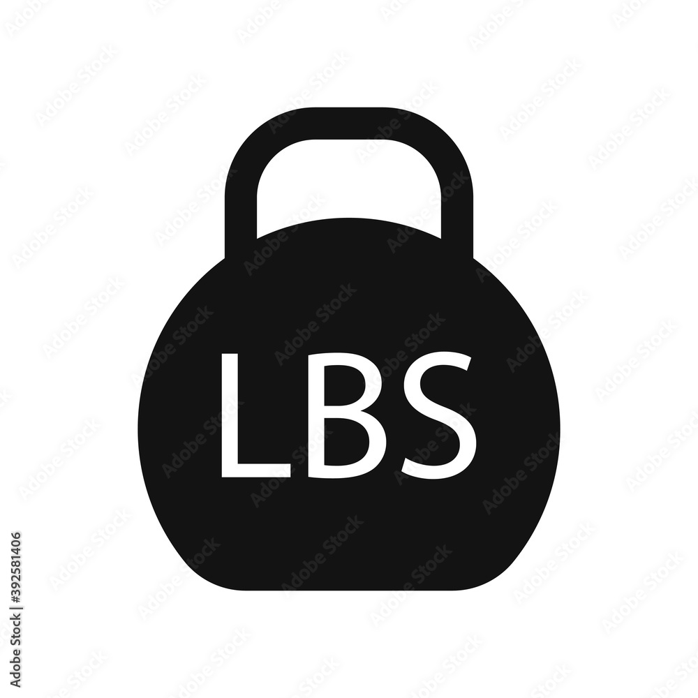 Lb, Lbs weight mass black simple flat icon. Old barbell press in flat ...