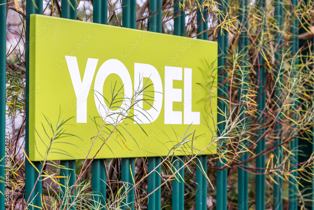 Northampton UK December 07, 2017: Yodel delivery Service logo sign in ...