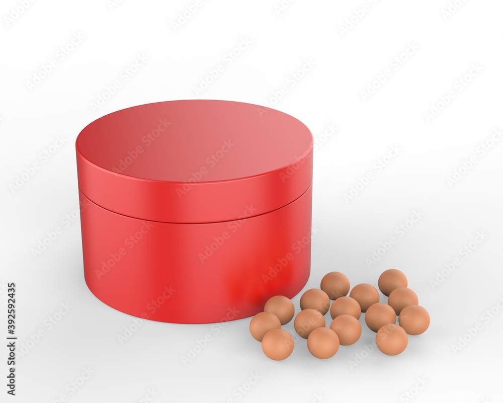 Blank Powder balls with Container for Mockup And Branding Design. 3d ...