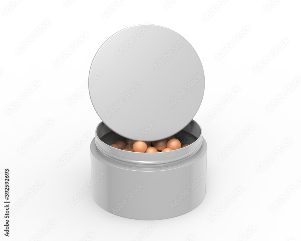Blank Powder balls with Container for Mockup And Branding Design. 3d ...