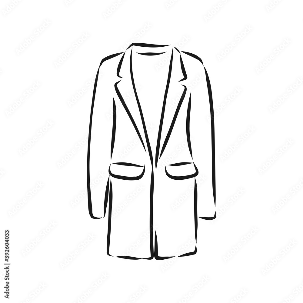 Women's coat, Fashion flat sketch. Technical drawing women's coat ...