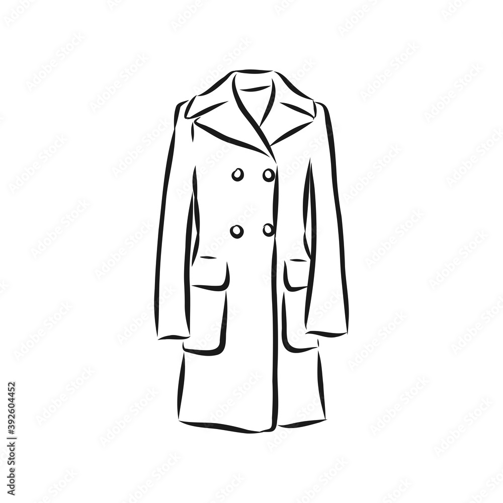 Women's coat, Fashion flat sketch. Technical drawing women's coat ...