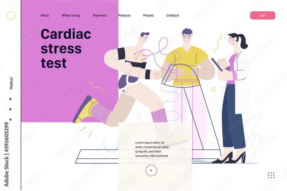 Medical tests template - cardiac stress test -modern flat vector ...