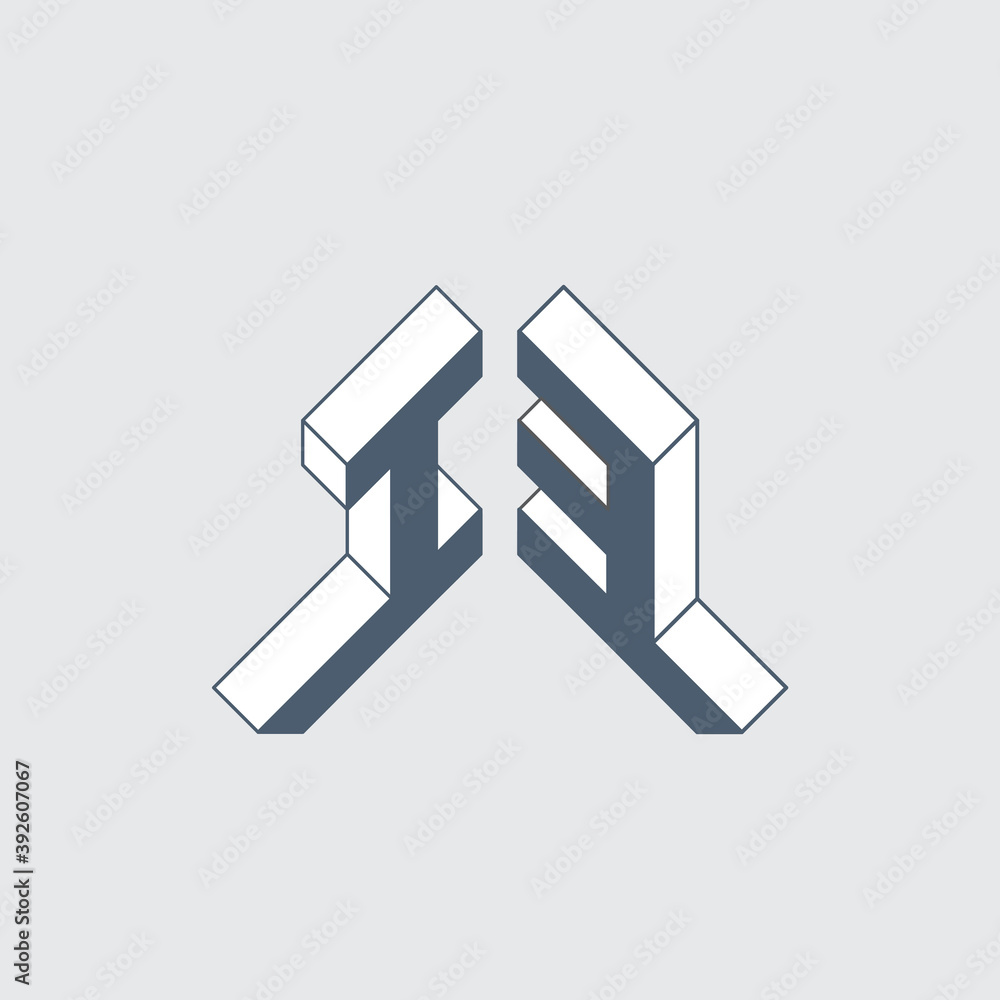Number 13. I3 - logo or 2-letter code. Isometric 3d font for design ...
