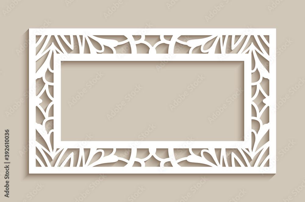 Rectangle frame with ornamental lace border. Cutout paper decoration ...