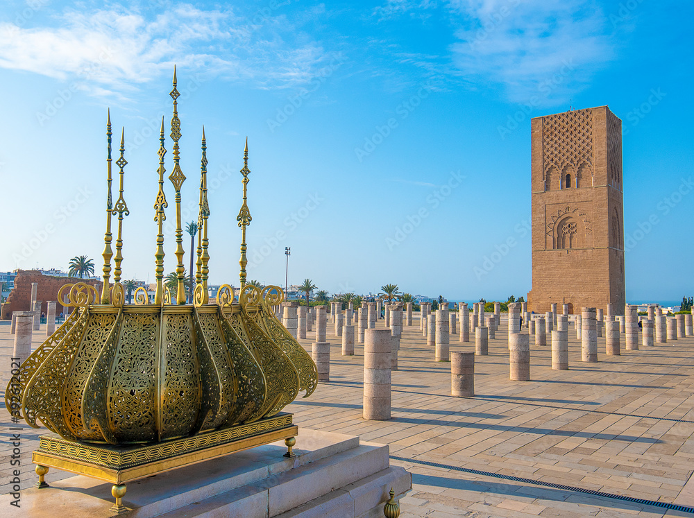 The Mausoleum of Mohammed V and the Hassan Tower on the Yacoub al ...