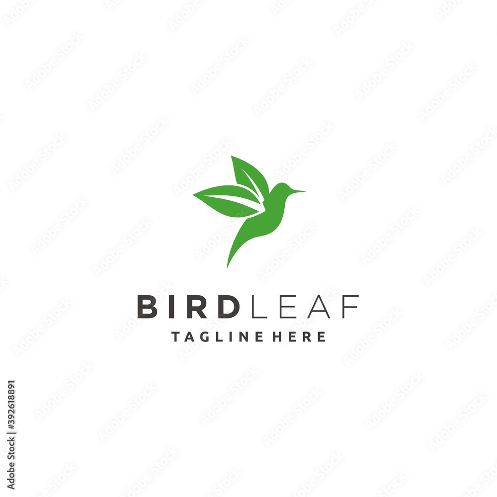 Bird flay wing leaf nature logo design vector inspiration Stock Vector ...