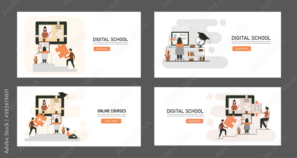 E-learning, online education at home concept. Distance education ...