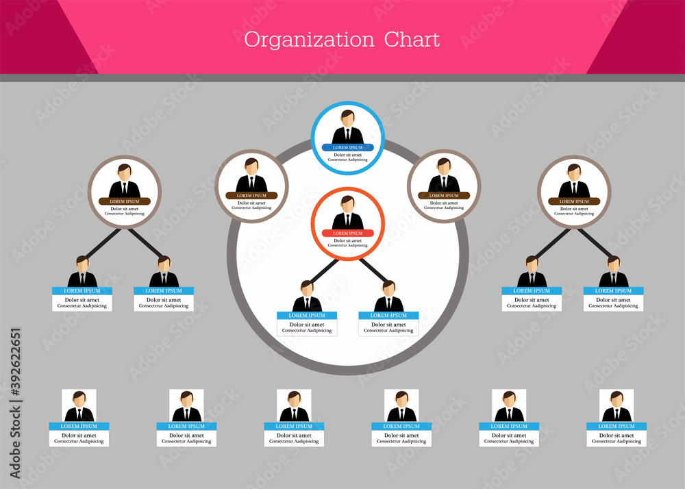 Organization Chart Infographics with People Icon and Abstract Line ...
