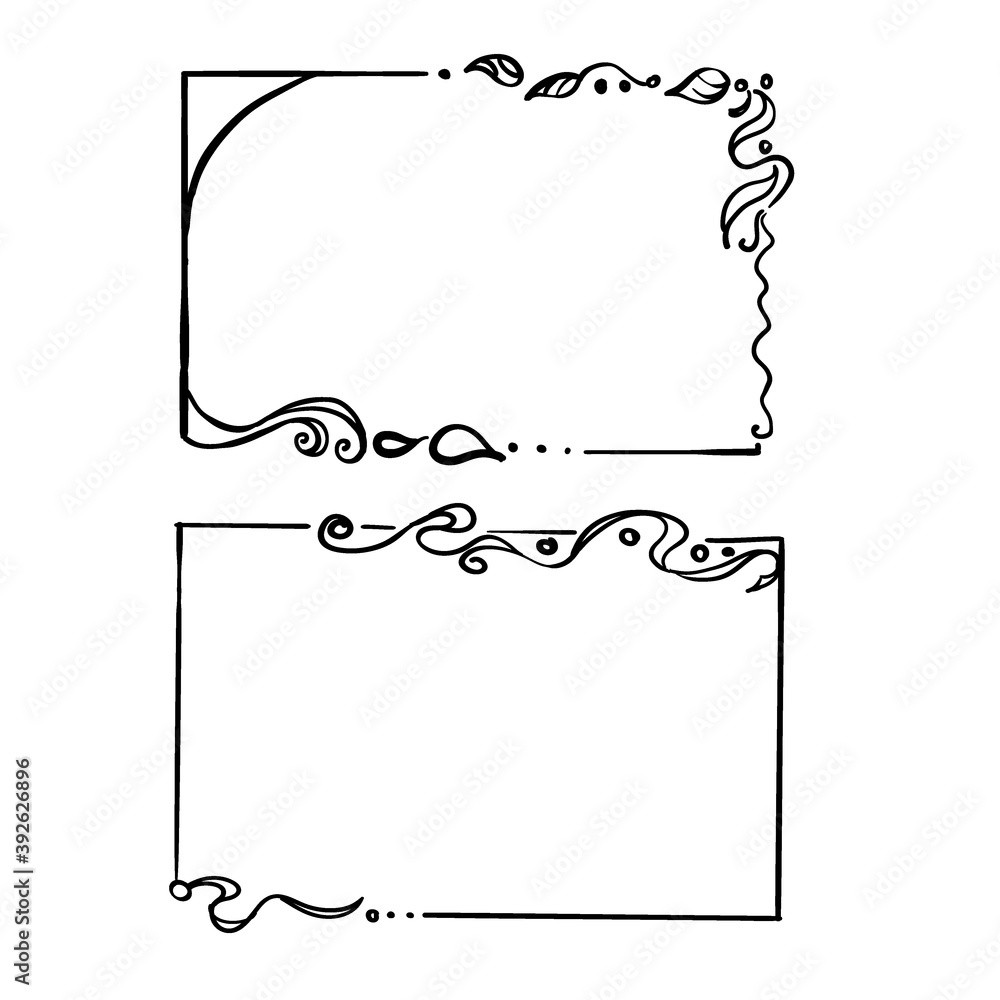 Decorative vintage hand drawn floral border frames - vector ...