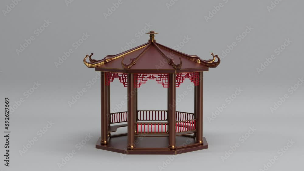 Rotating asian chinese wooden gazebo in garden, china arbor or oriental ...