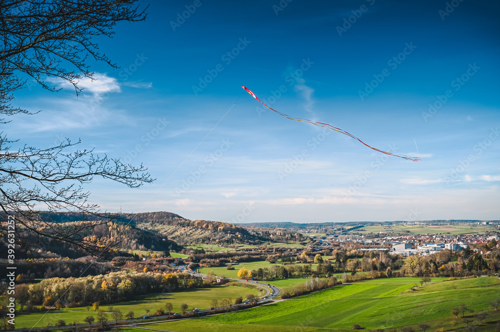 Panoramic view from the Schumisberg, a hill near the city of Leonberg ...