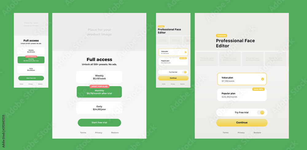 Price table concept. Pricing or subscription plan ui mobile application ...