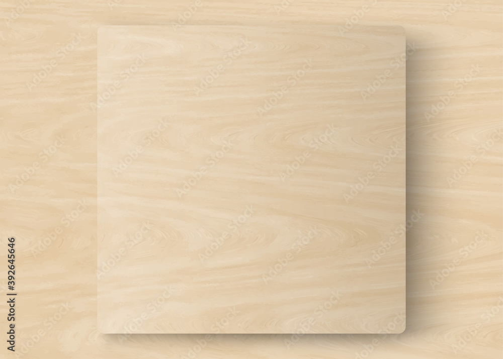 Top view of square wooden stage podium product on wood texture ...
