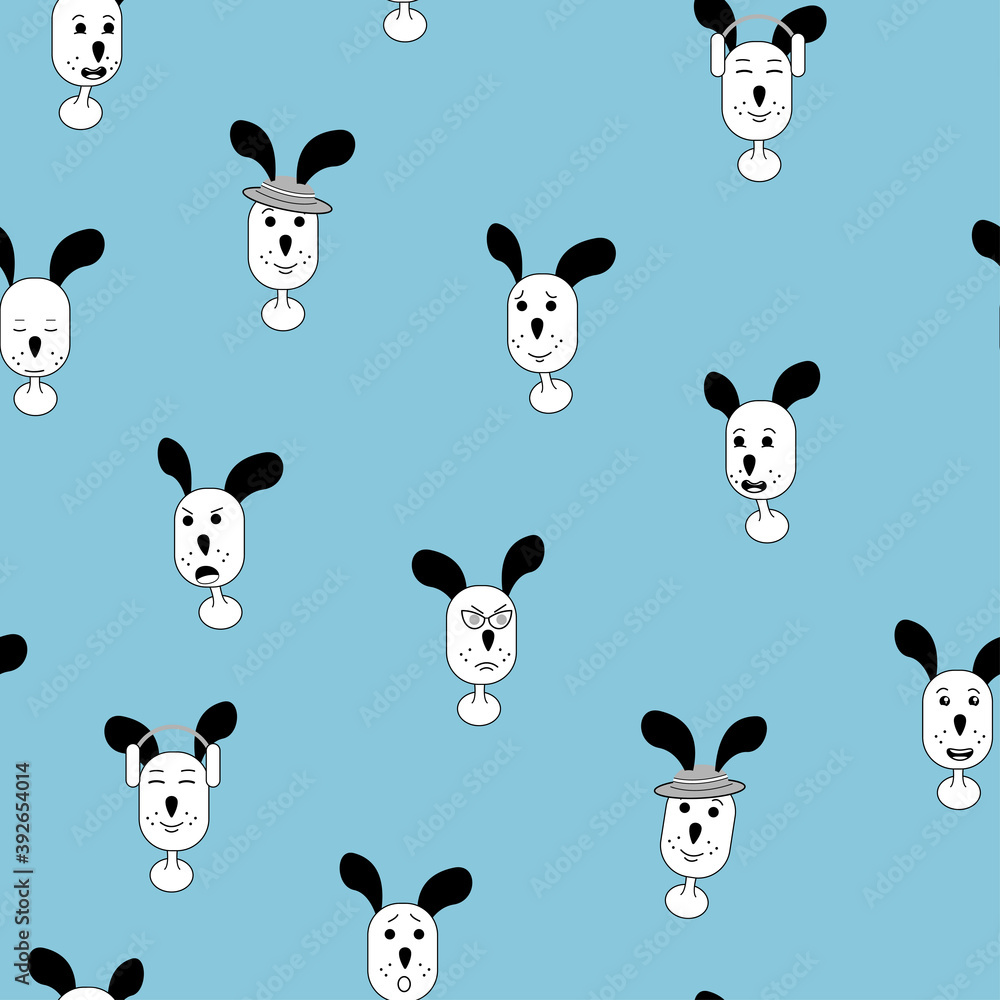 Cartoon dogs pattern. Vector repeating dogs background for textile ...