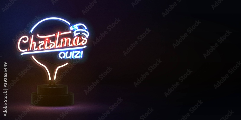 Vector realistic isolated neon sign of Christmas Quiz logo for template ...