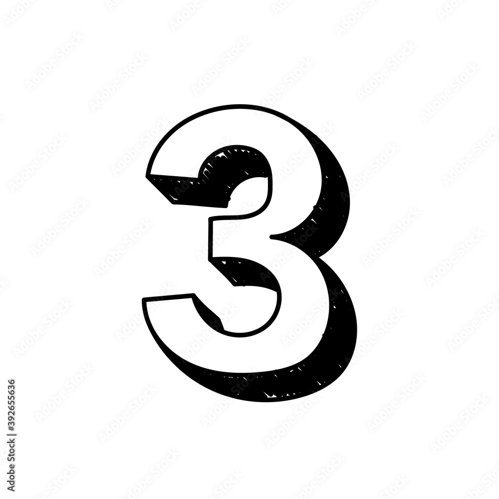Number 3 Hand drawn Font Alphabet Vector Illustration Of Arabic number-3-hand-drawn-font-alphabet-vector-illustration-of-arabic
