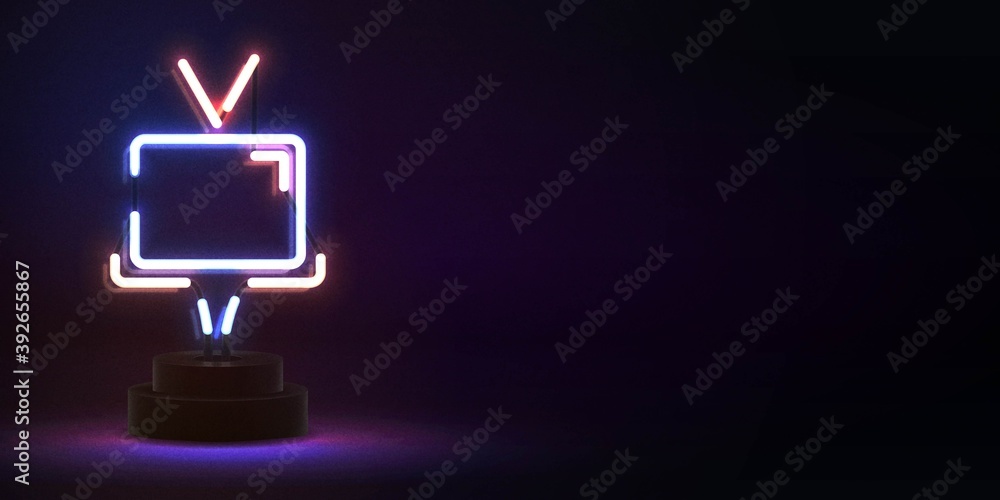 Vector realistic isolated neon sign of TV logo for template decoration ...