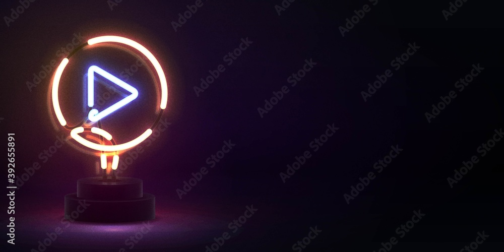 Vector realistic isolated neon sign of Video Player logo for decoration ...
