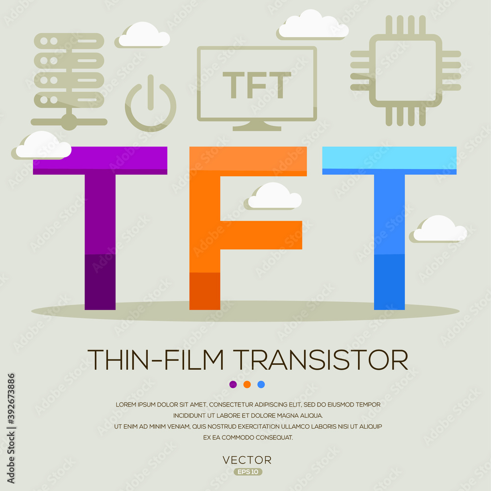 Vetor de TFT mean (Thin-Film Transistor) Computer and Internet acronyms ...