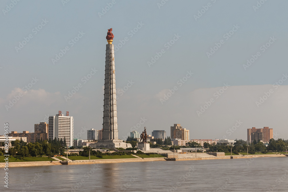 Pyongyang, North Korea - July 27, 2019: Monument to the Juche idea ...