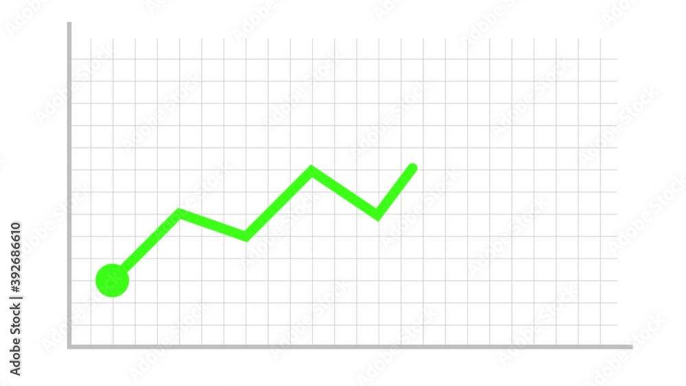 Green Line Graph on a Simple Chart Showing Gains 4k UHD 2D Animation ...
