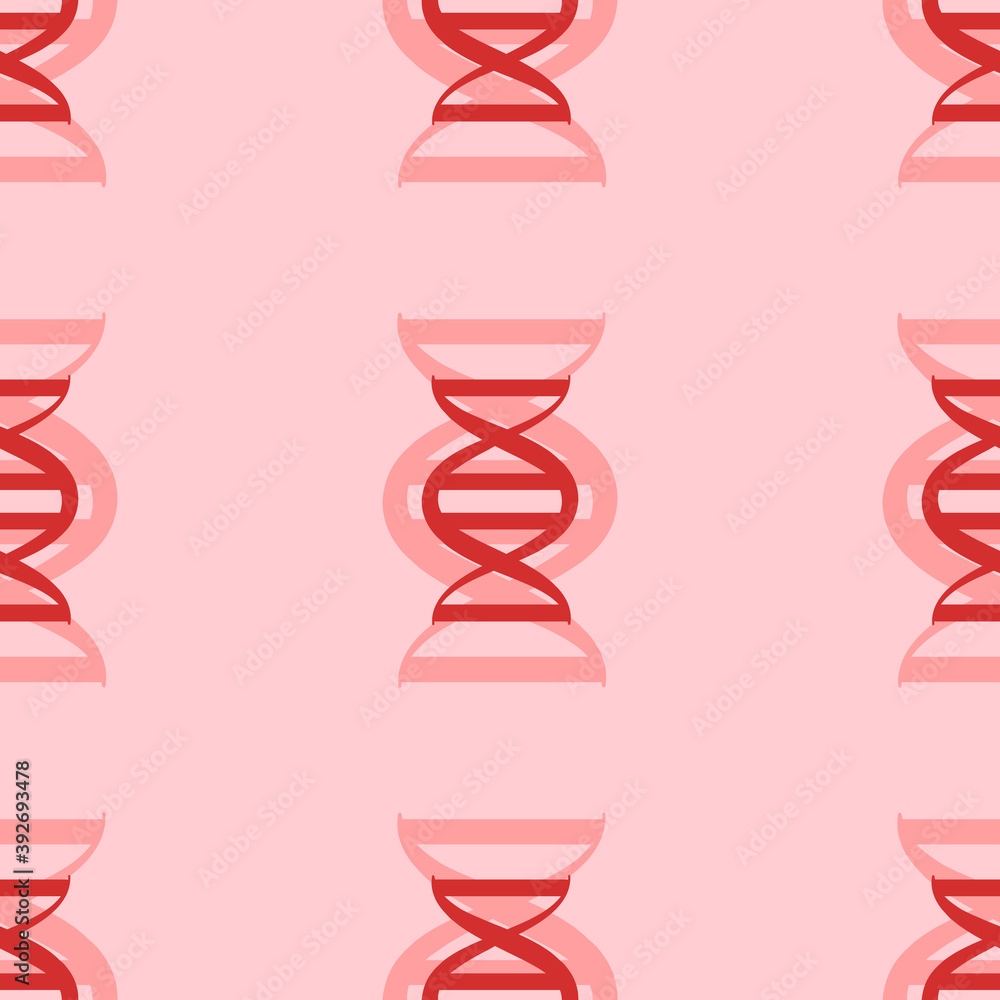 Seamless pattern of large isolated red dna symbols. The elements are ...