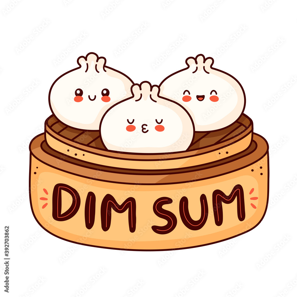 Cute happy smiling dim sum logo Stock Vector | Adobe Stock