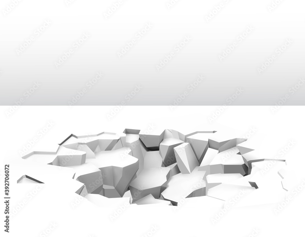 Realistic broken floor. Vector illustration isolated on white ...