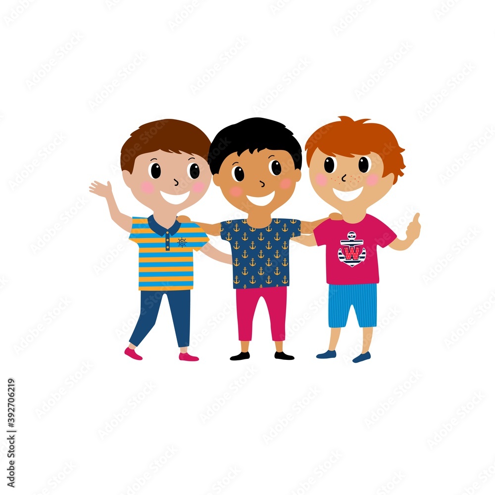 Vector illustration cute kids smiling cartoon isolated on white ...