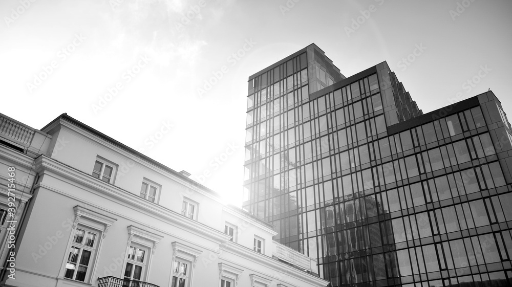 Abstract modern architecture with high contrast black and white tone ...