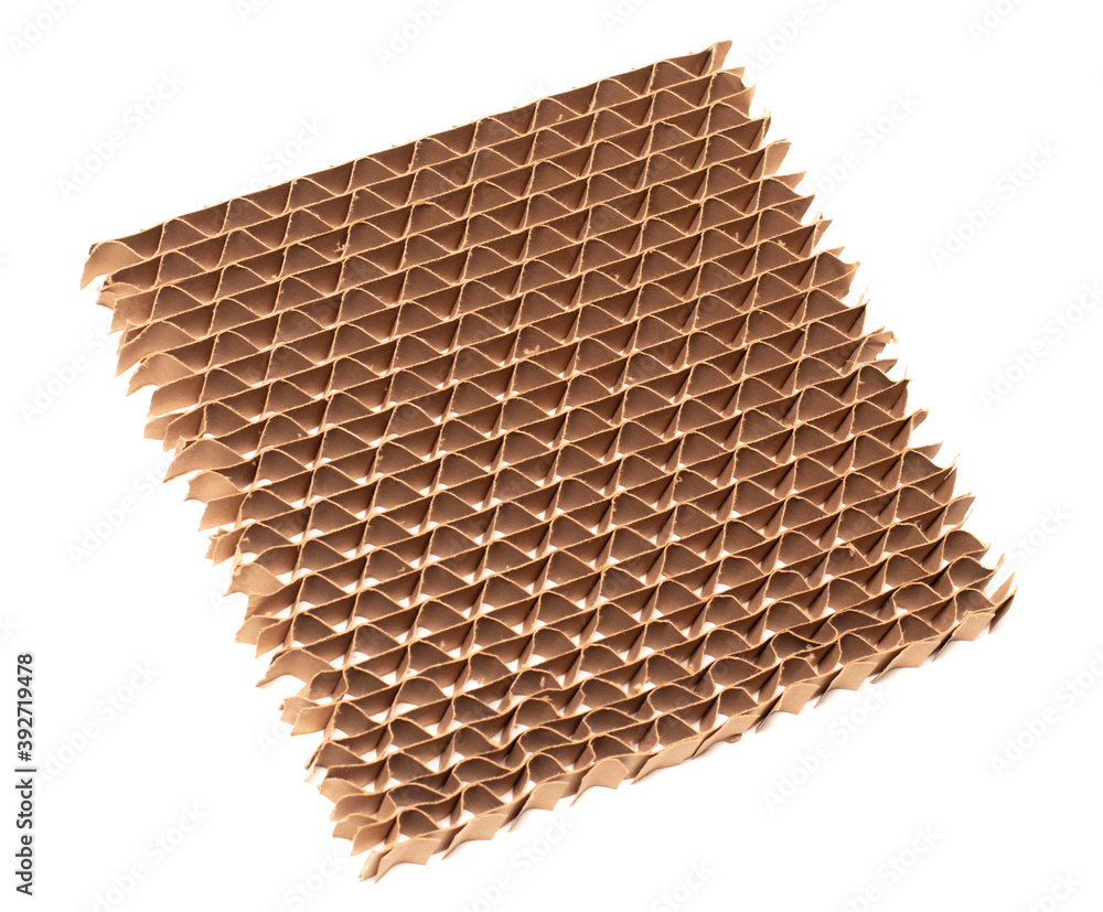 Inner cardboard honeycomb structure of reboard material isolated on ...