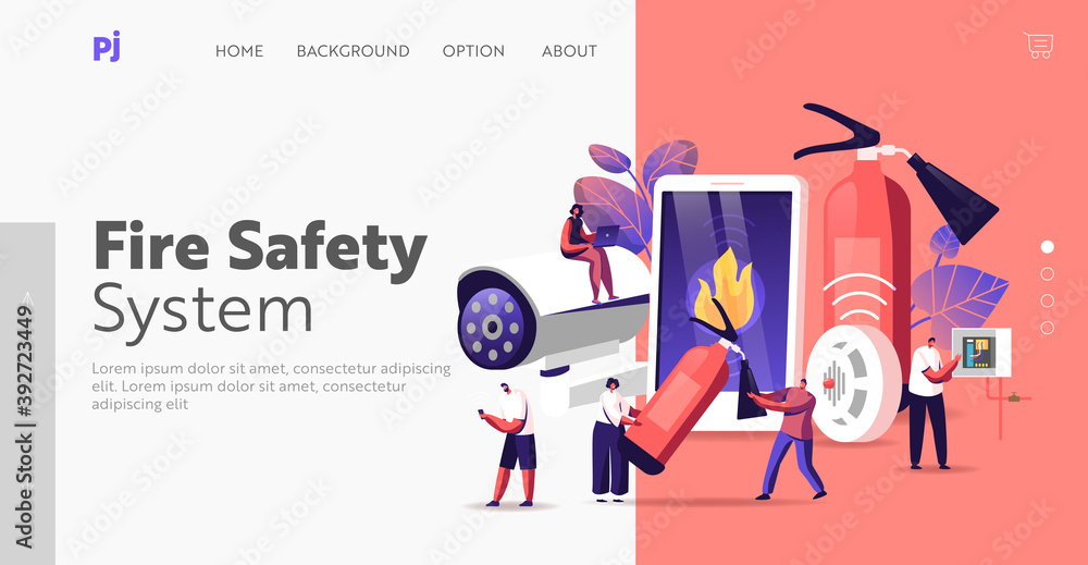 Fire Safety System Landing Page Template. People Get Notification from ...
