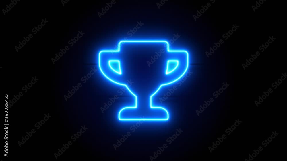 Trophy Cup neon sign appear in center and disappear after some time ...